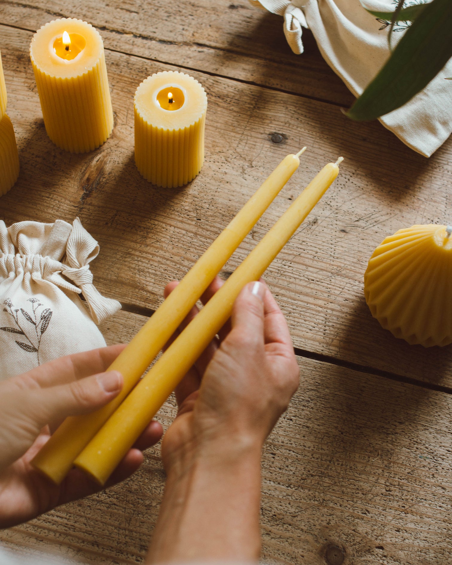 Artisan Beeswax Dinner Candles | Set of 4 – Goldrick Natural Living