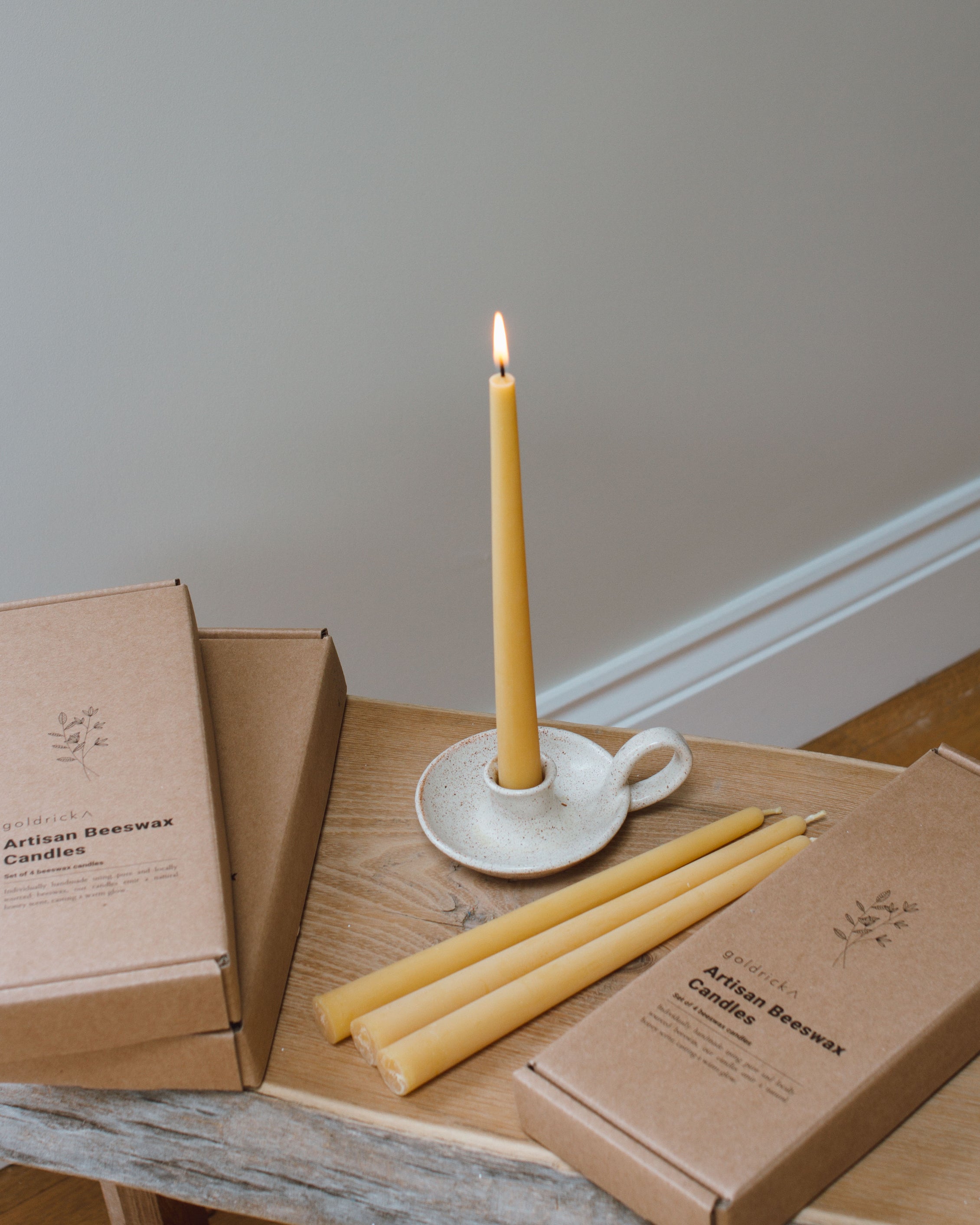 Artisan Beeswax Dinner Candles | Set of 4 – Goldrick Natural Living